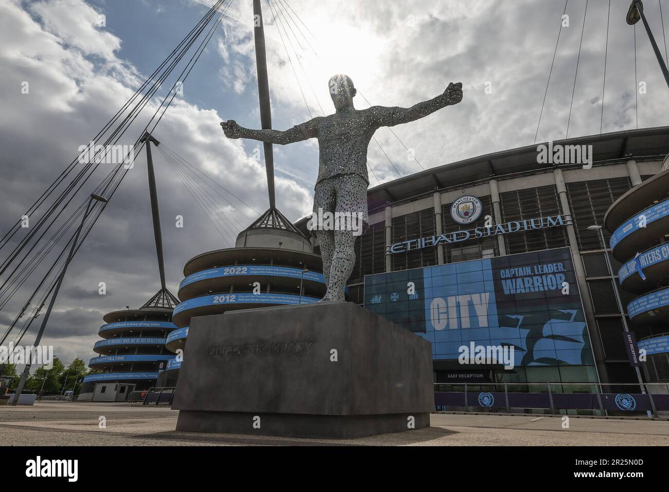 The Vincent Kompany statue outside of Etihad Stadium ahead of the UEFA ...