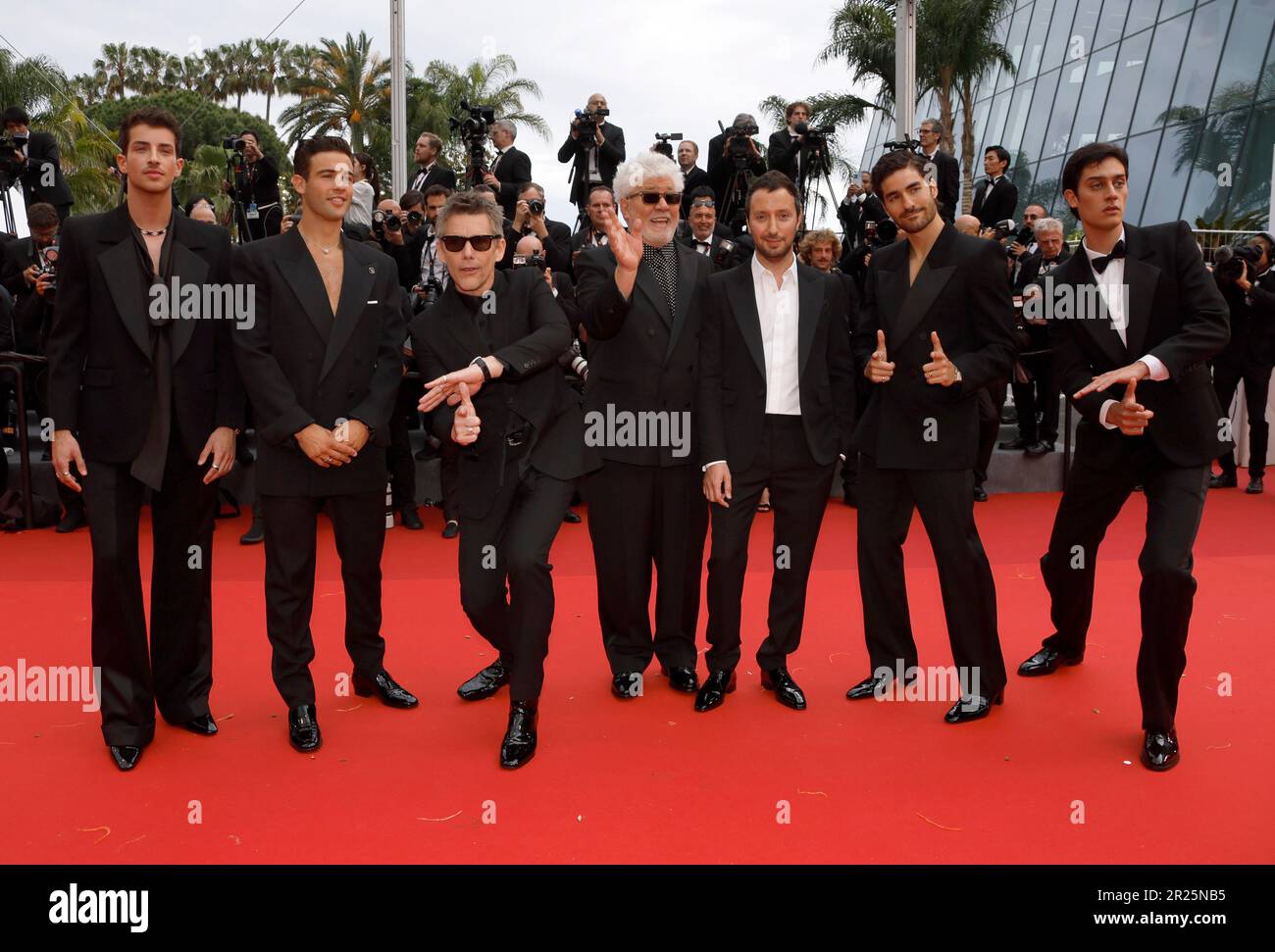 Manu Rios, from left, Jason Fernandez, Ethan Hawke, director Pedro ...