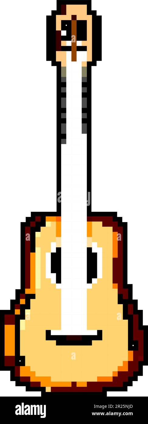 classic acoustic guitar game pixel art vector illustration Stock Vector ...