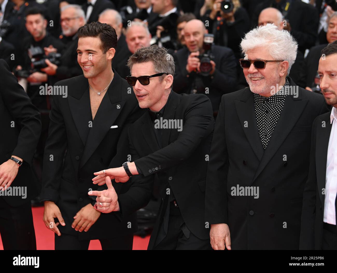 (left to right) Jason Fernandez, Ethan Hawke, and director Pedro ...