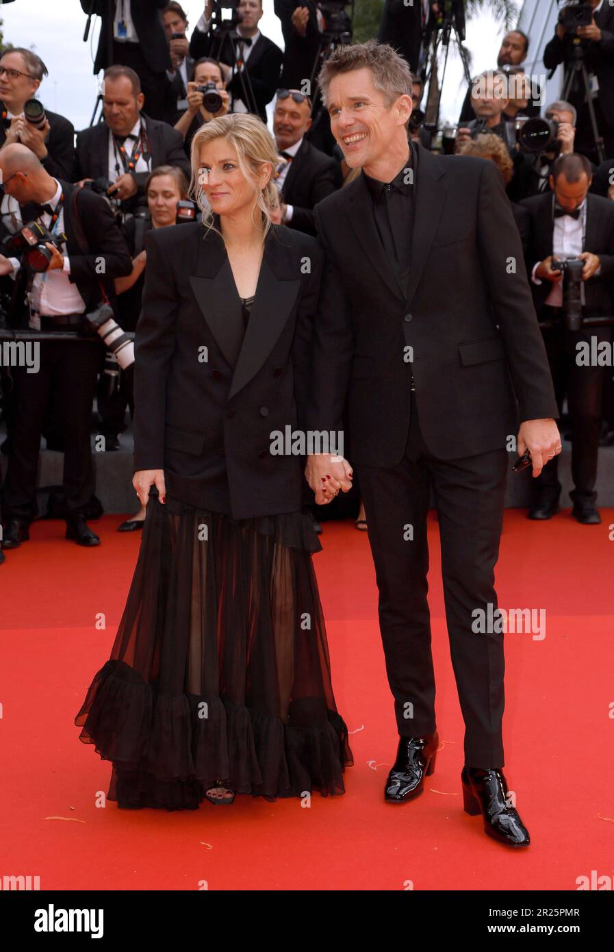 Ryan Shawhughes-Hawke, left, and Ethan Hawke pose for photographers ...