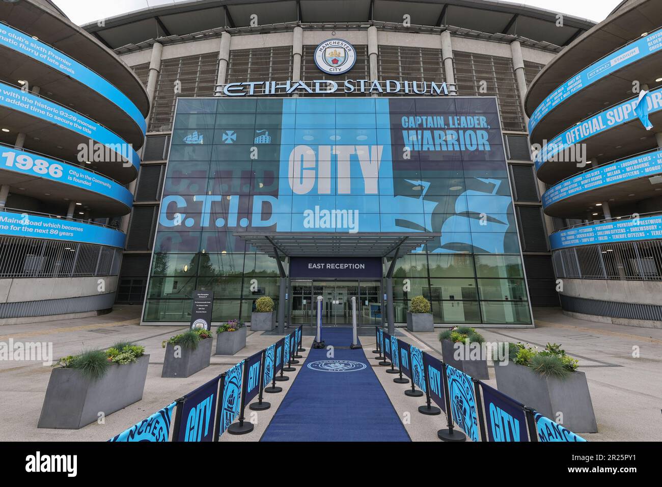 A general view outside of Etihad Stadium, home of Manchester City ahead ...