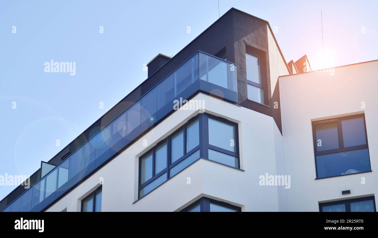 Apartment building with bright facades. Modern minimalist architecture ...