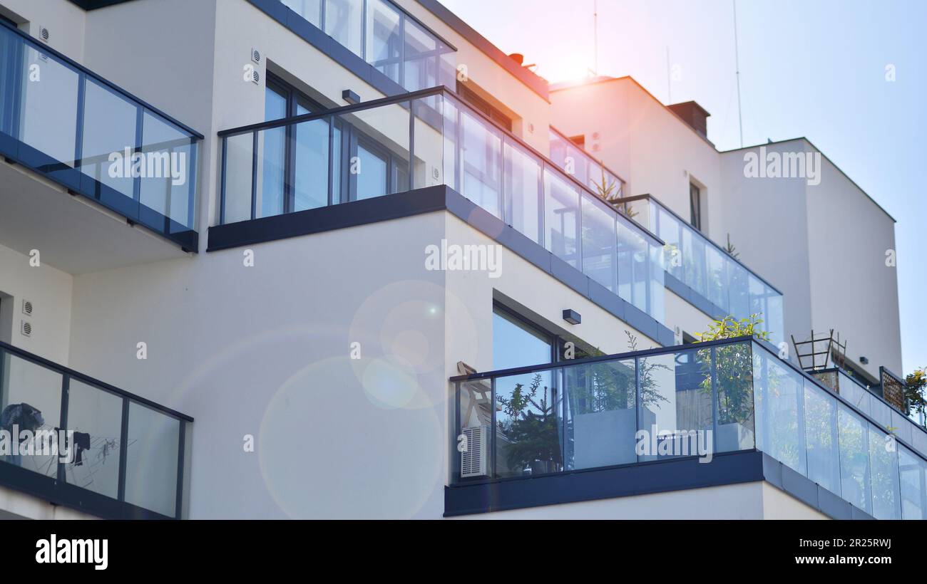 Apartment building with bright facades. Modern minimalist architecture ...