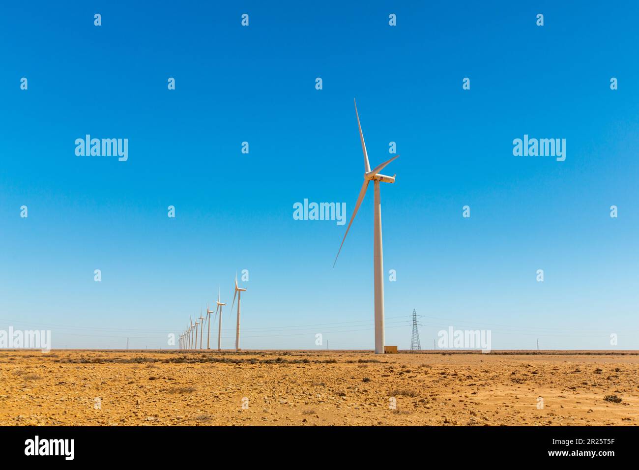 Tarfaya, Morocco - 30 April 2022 : Wind turbines in the park of Tarfaya ...