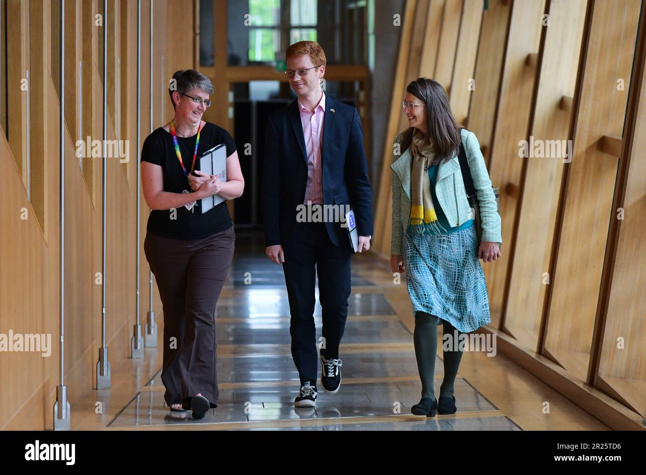 Edinburgh Scotland, UK 17 May 2023. Maggie Chapman msp with Ross Greer ...