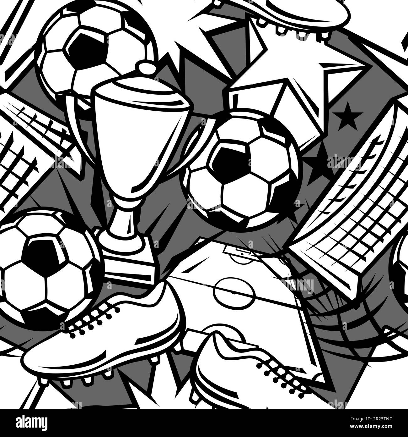 Pattern with soccer symbols. Football club illustration Stock Vector ...