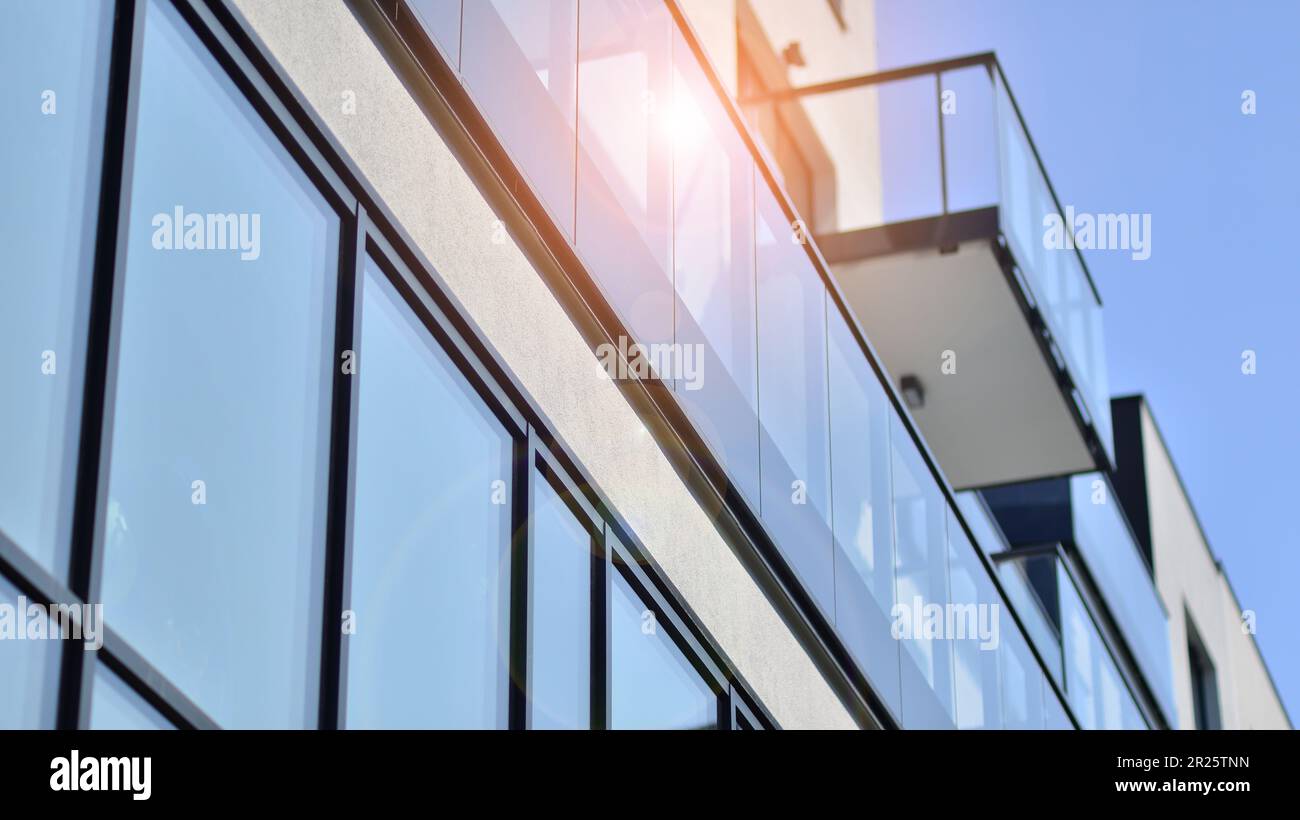 Apartment building with bright facades. Modern minimalist architecture ...