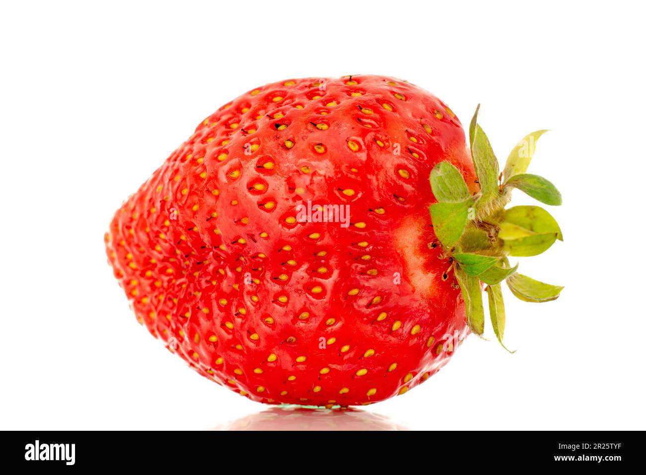 One ripe strawberry, macro, isolated on white background Stock Photo ...