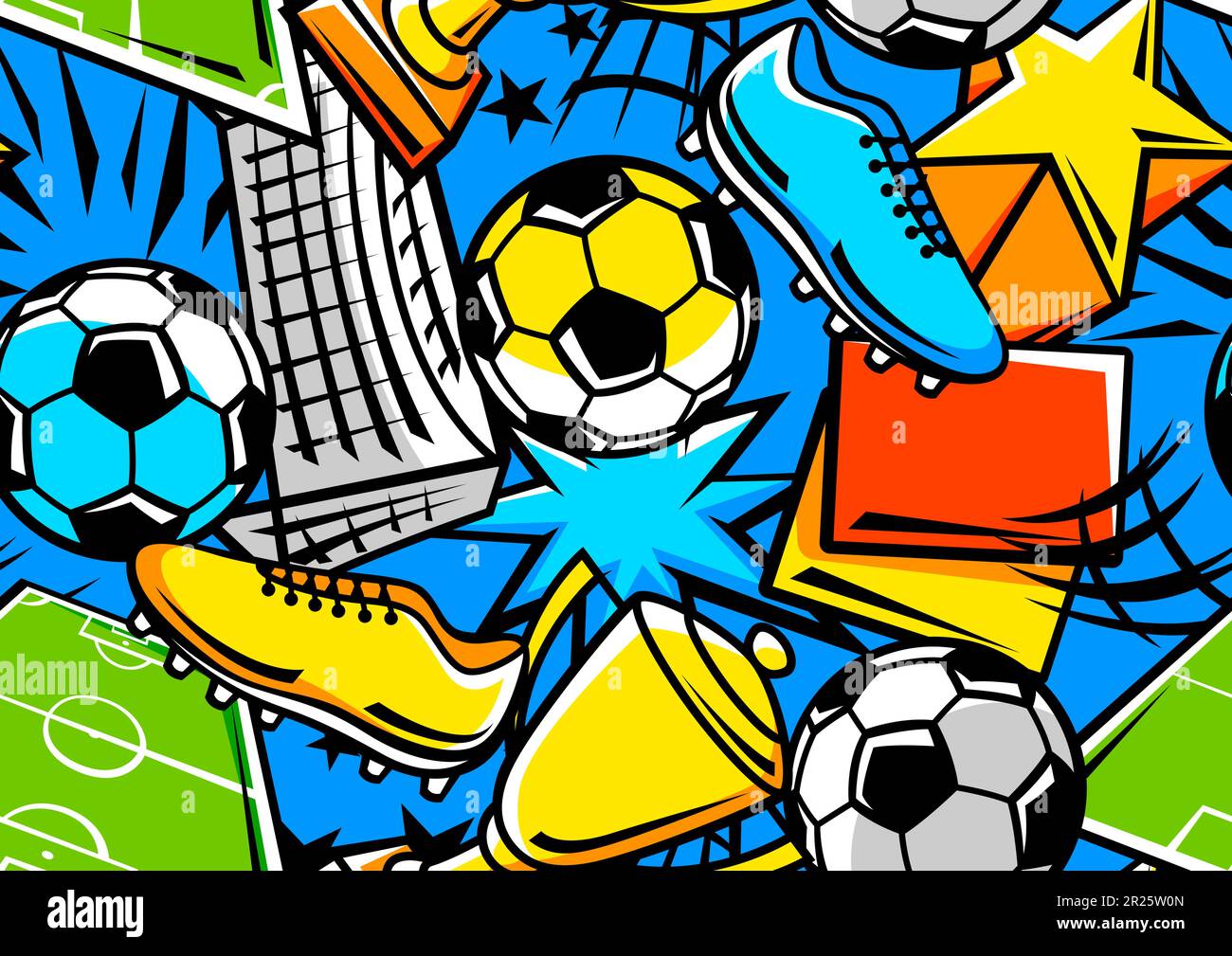 Pattern with soccer symbols. Football club illustration Stock Vector ...