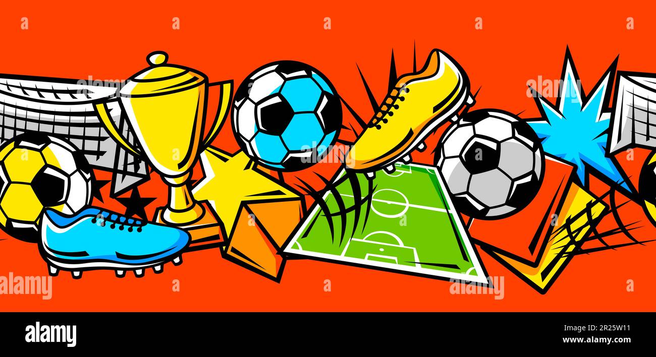 Pattern with soccer symbols. Football club illustration Stock Vector ...