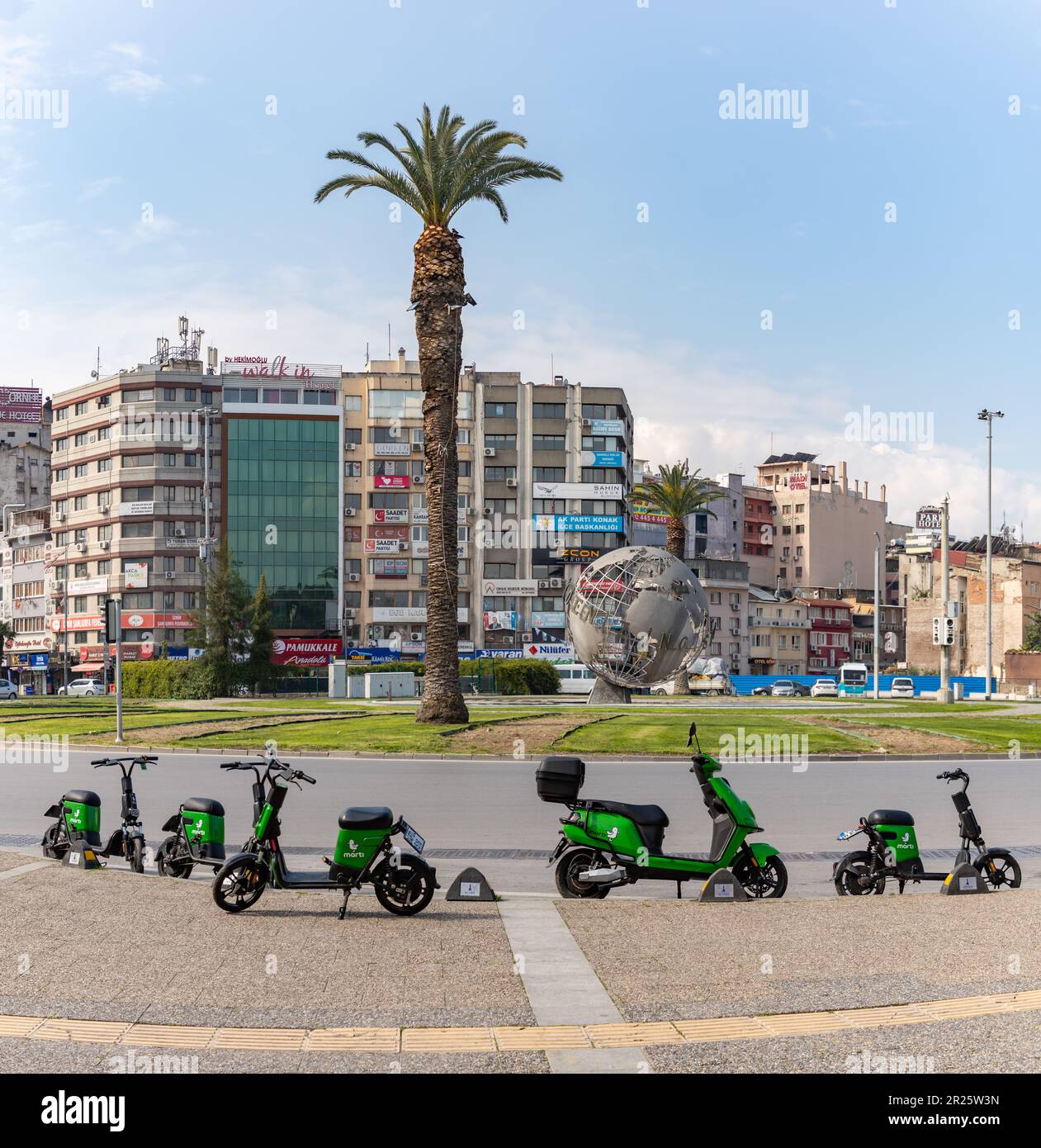 A picture of the Basmane Square and a group of Marti motorcycles Stock ...