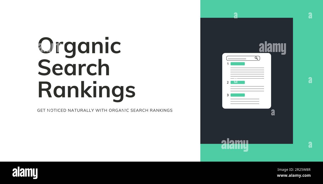 Organic Search Rankings Banner on White and Green Background. Stylish ...