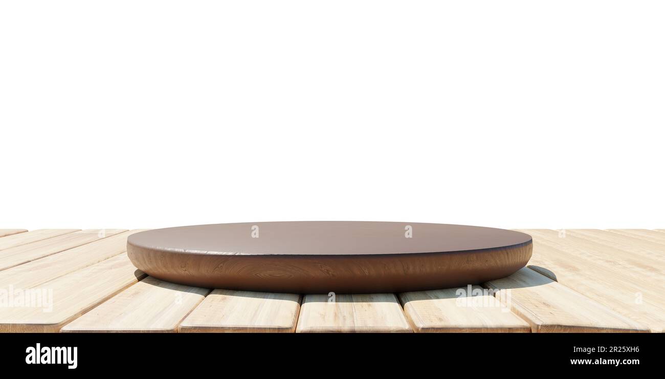 Empty wooden table and white background, product display template ...