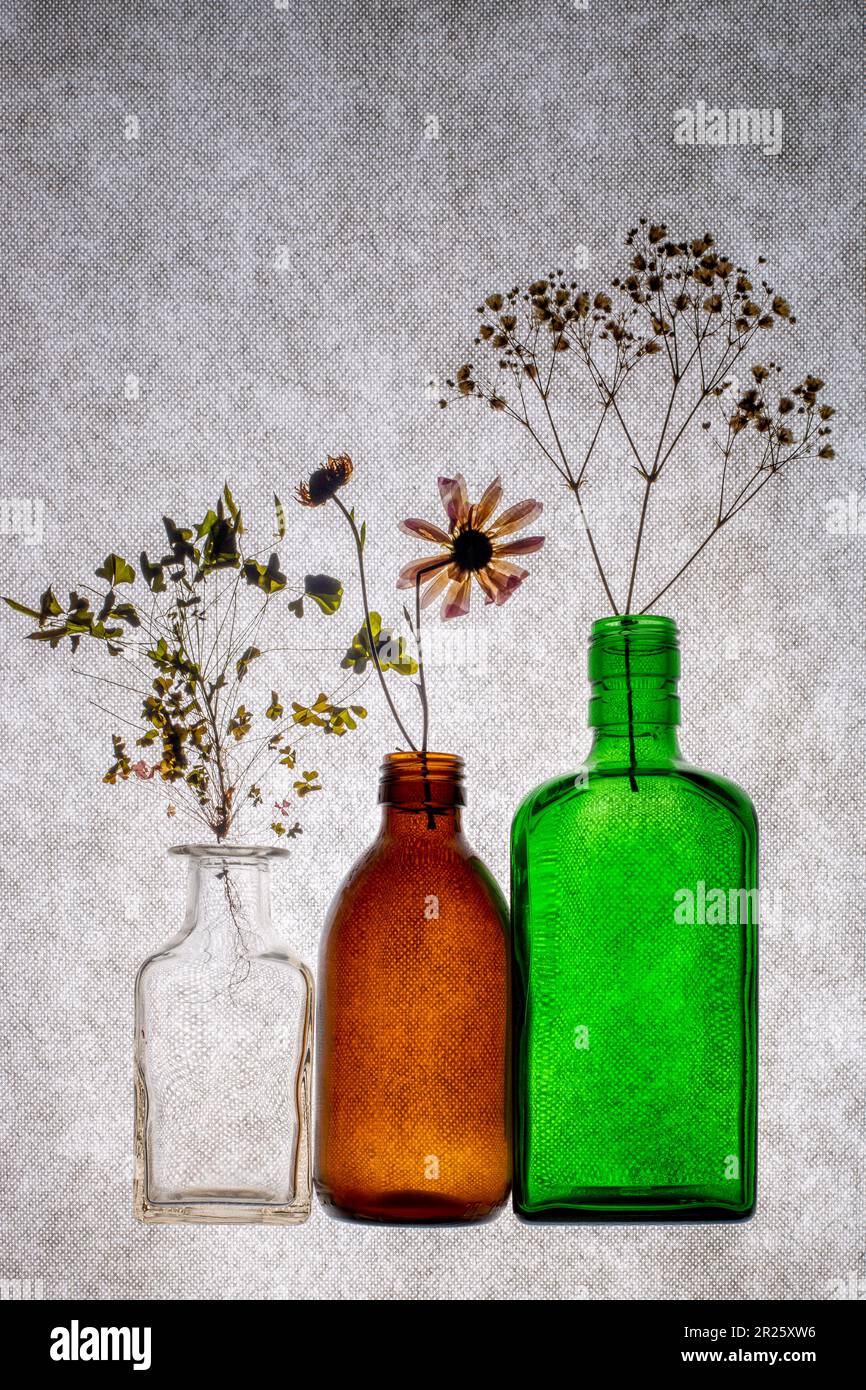 Still life colored bottles hi-res stock photography and images - Alamy