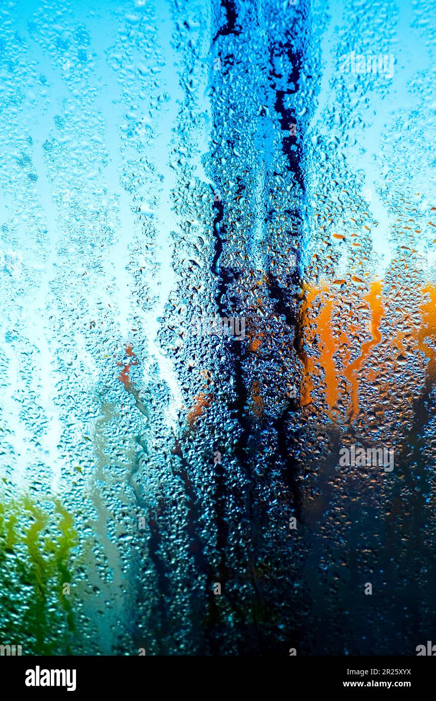 Abstract scene seen through condensation on window Stock Photo - Alamy