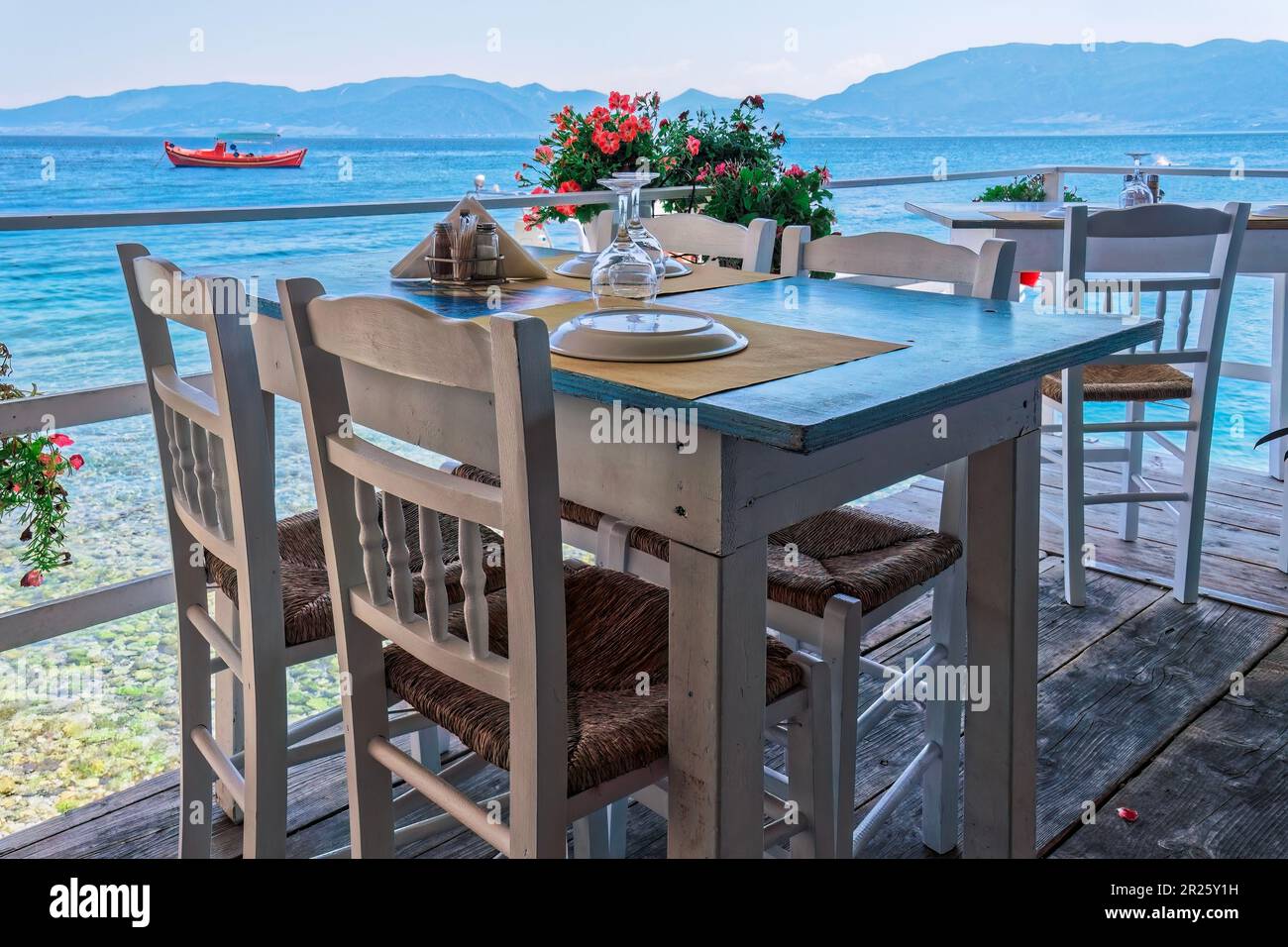 A Captivating View of an Empty Tavern Restaurant by the Picturesque ...