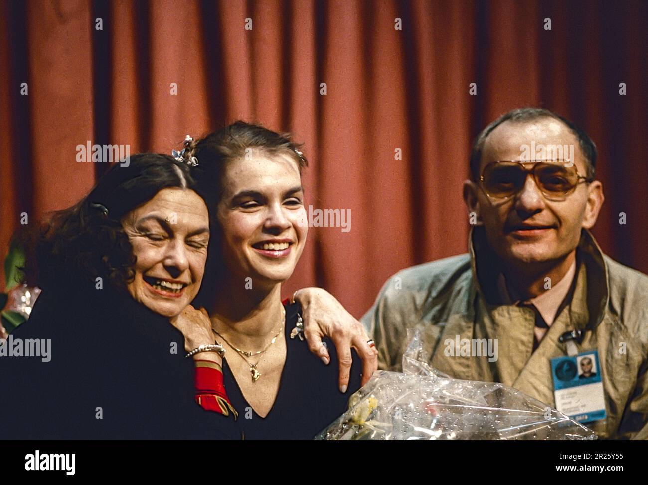 Katerina Witt (GDR) with coach Jutta Müller at the 1986 World Figure ...