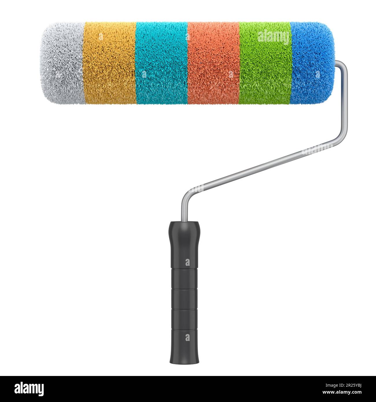 Paint roller for painting walls and renovating apartment on white ...