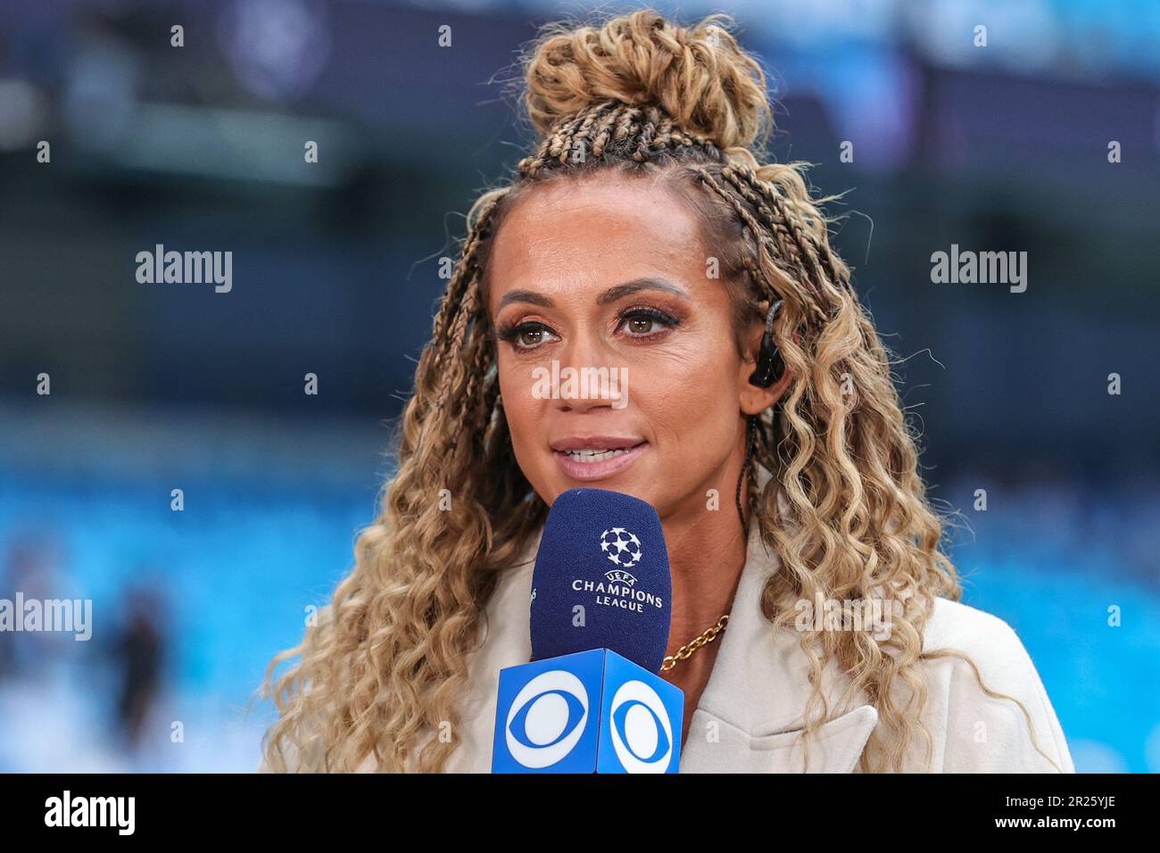 Kate Abdo gives an interview the UEFA Champions League Semi-Final ...