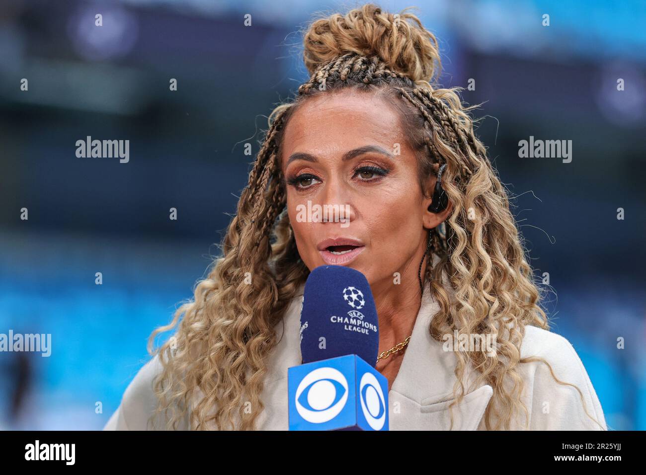 Kate Abdo gives an interview the UEFA Champions League Semi-Final ...