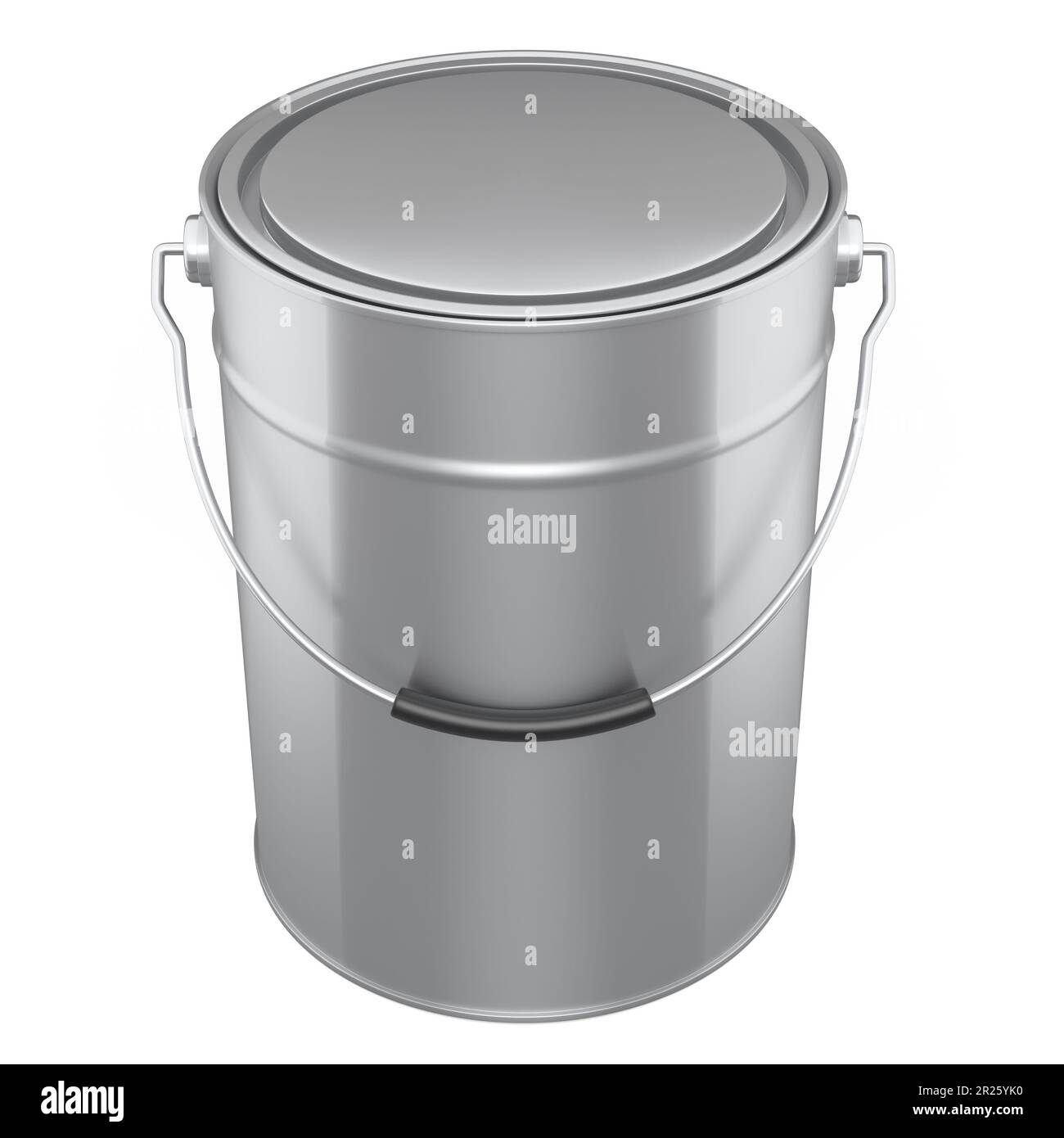 Closed metal can or buckets of paint with handle on white background ...