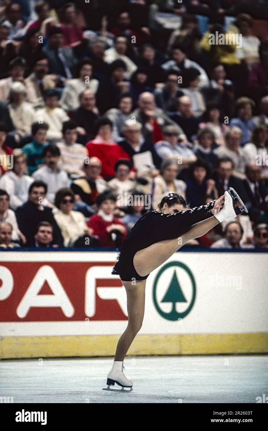 Katerina Witt (GDR) wins the gold medal at the 1987 World Figure ...