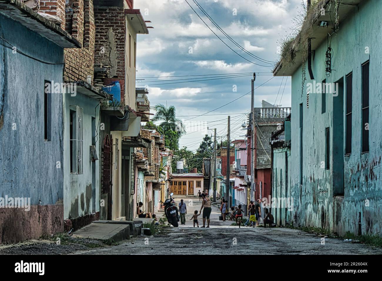 Authentic old Cuban street with vibrant colors and locals living their ...