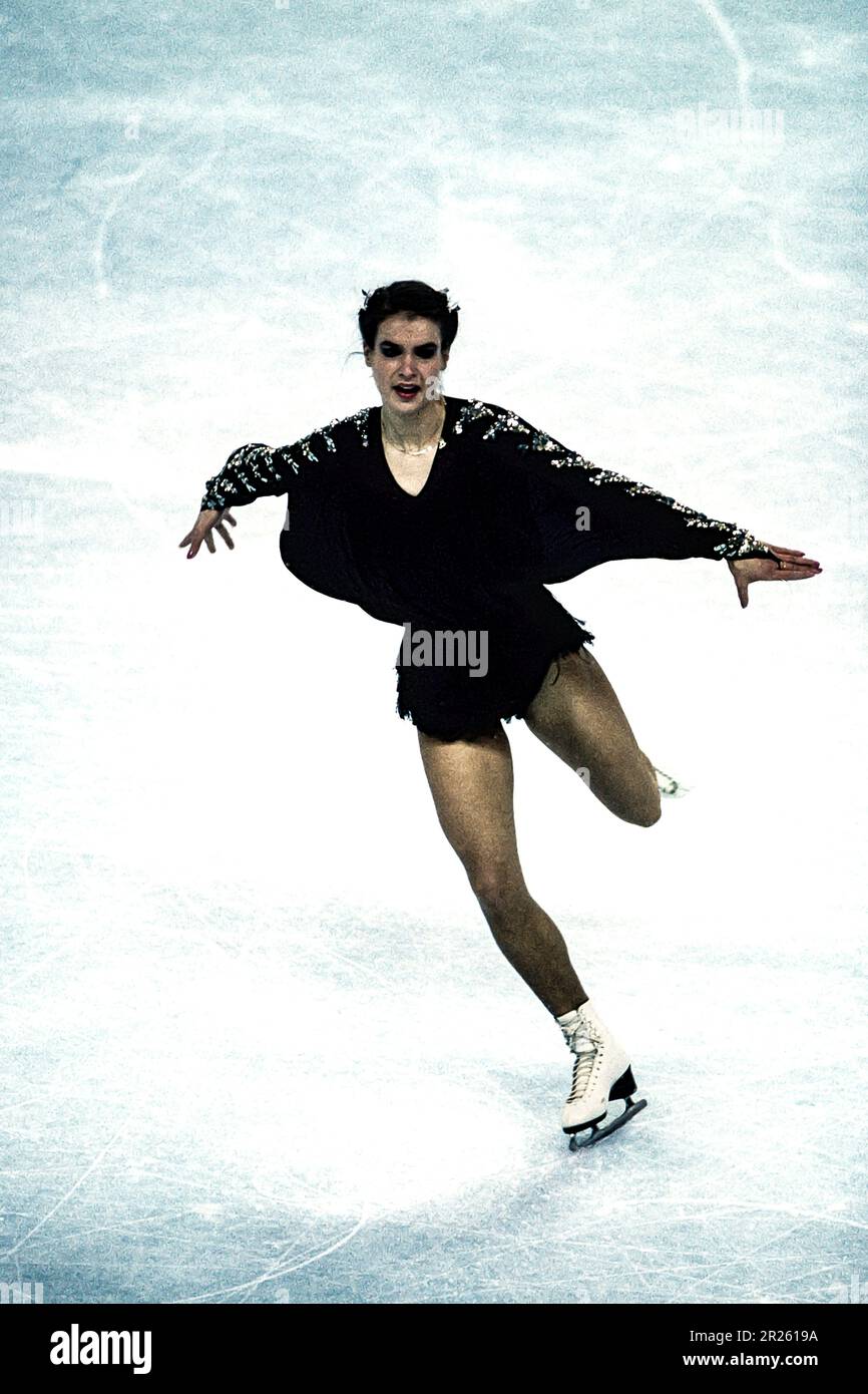 Katerina Witt (GDR) wins the gold medal at the 1987 World Figure ...