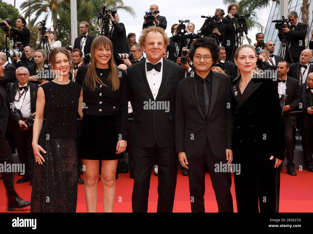 Paula Beer, from left, Alice Winocour, John C. Reilly, Davy Chou, and ...