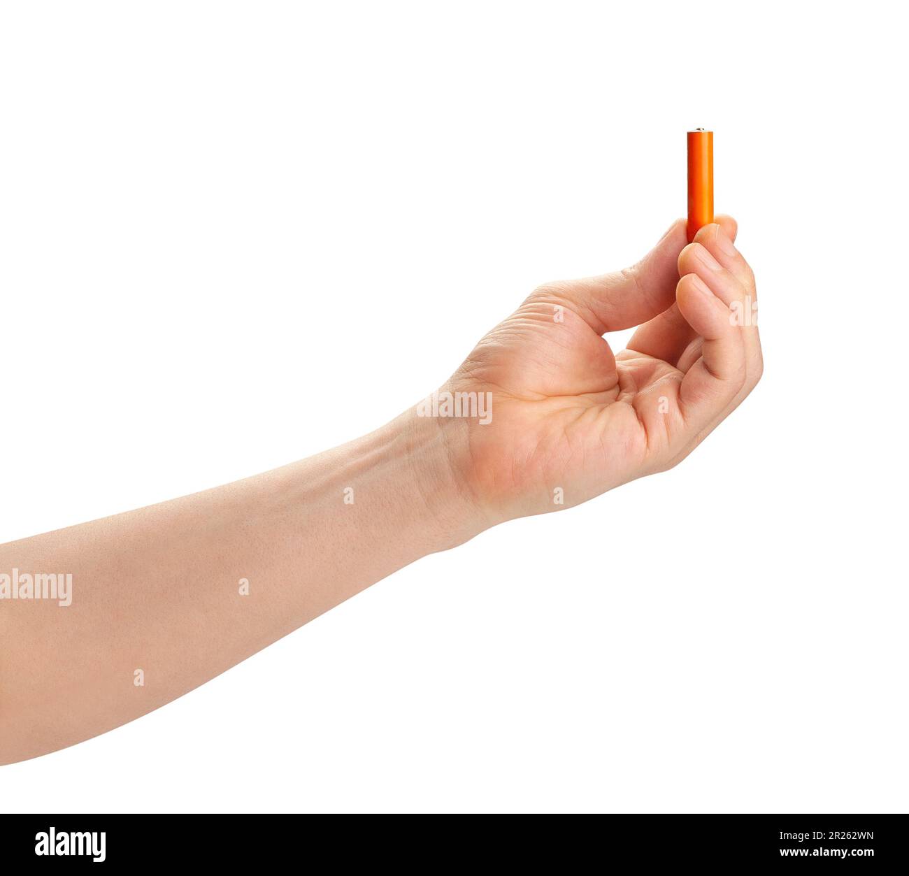 aaa battery in hand path isolated on white Stock Photo - Alamy