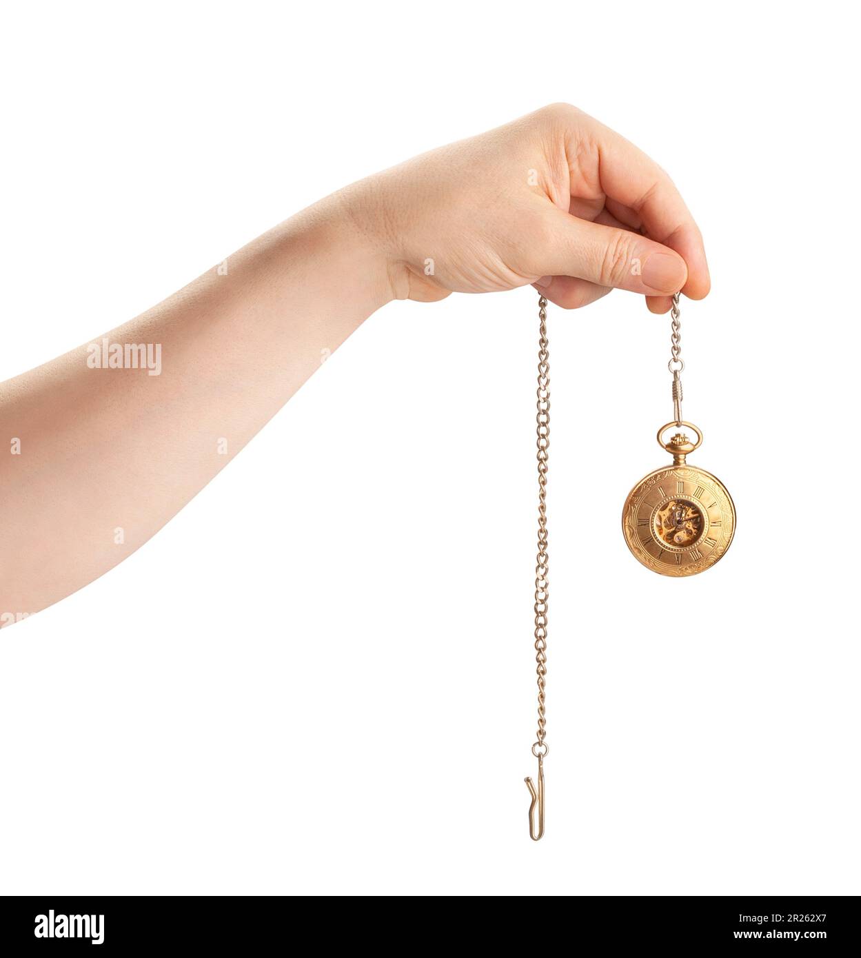pocket watch in hand path isolated on white Stock Photo - Alamy