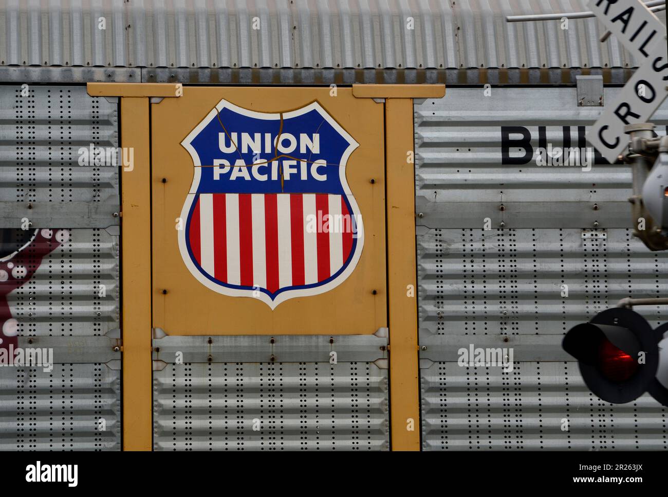 A Union Pacific Railroad auto carrier car Stock Photo - Alamy