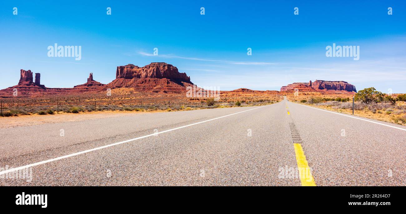 Panorama view; Sentinal Mesa; US 163; Monument Valley; Utah; USA Stock ...