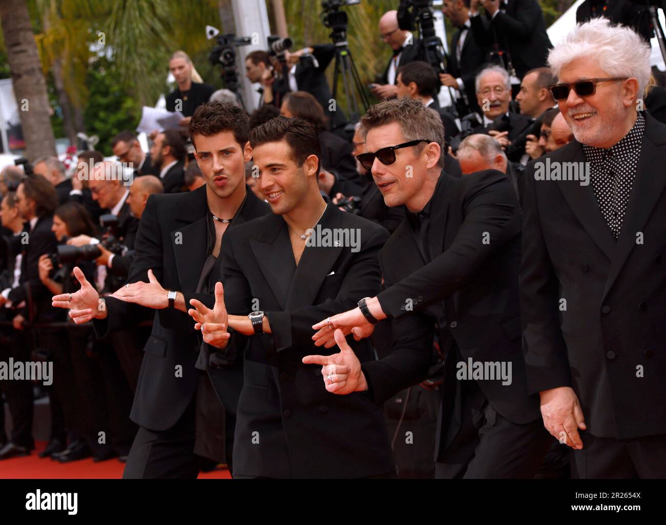 Manu Rios, from left, Jason Fernandez, Ethan Hawke, and director Pedro ...