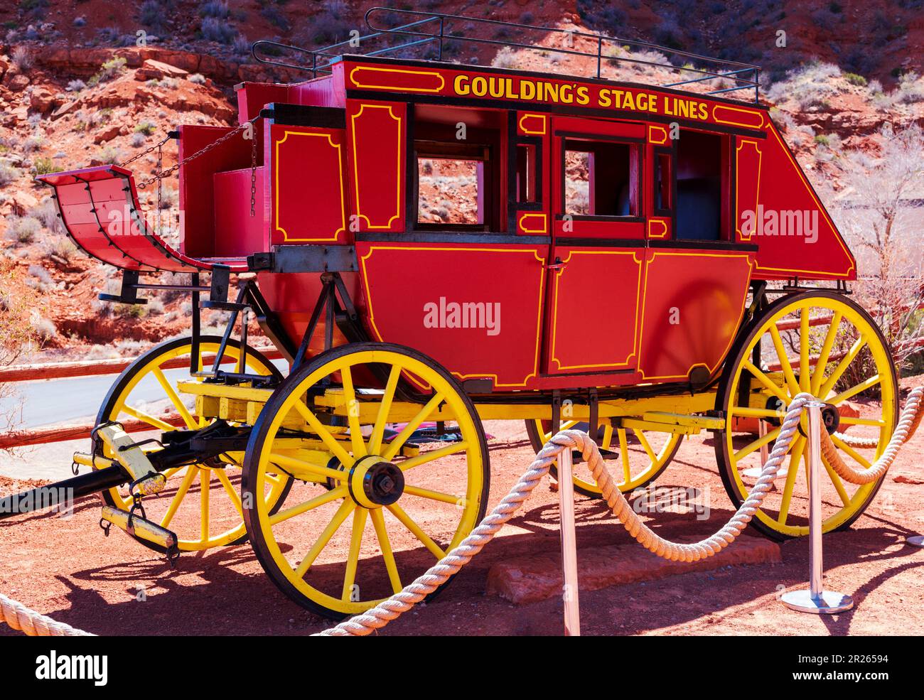 Refurbished stagecoach; Gouldings Stage Lines; Gouldings Trading Post ...