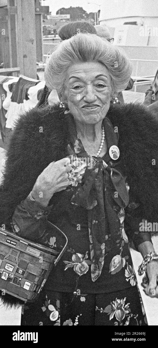 Sally Stanford attending an event in San Francisco, in October 1981 ...