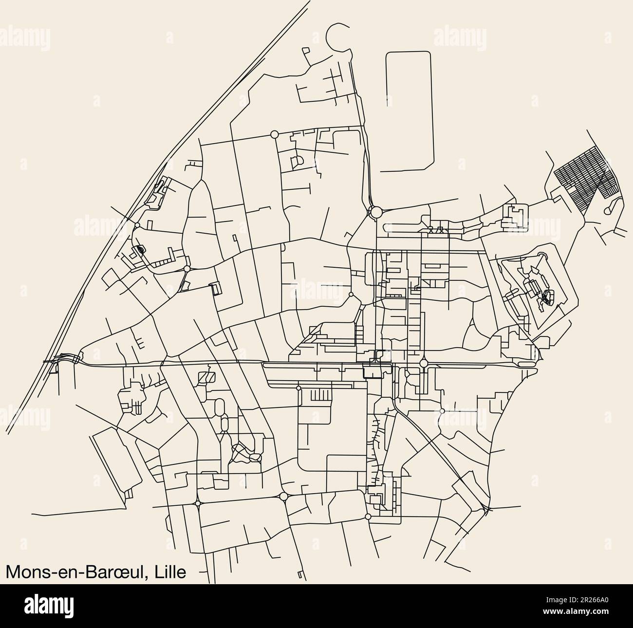 Street roads map of the MONS-EN-BARŒUL QUARTER, LILLE Stock Vector ...