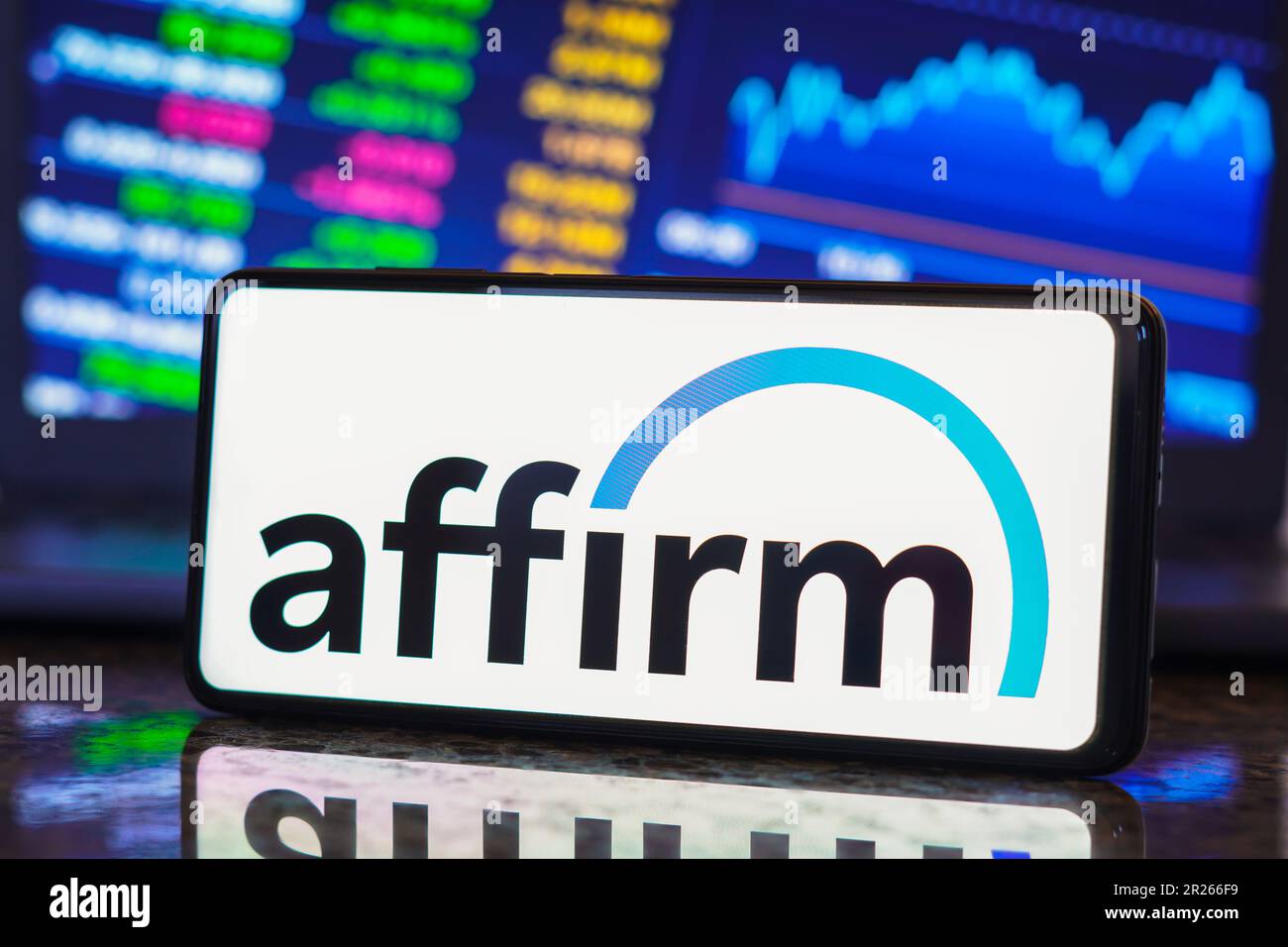 In this photo illustration, the Affirm logo is displayed on a ...
