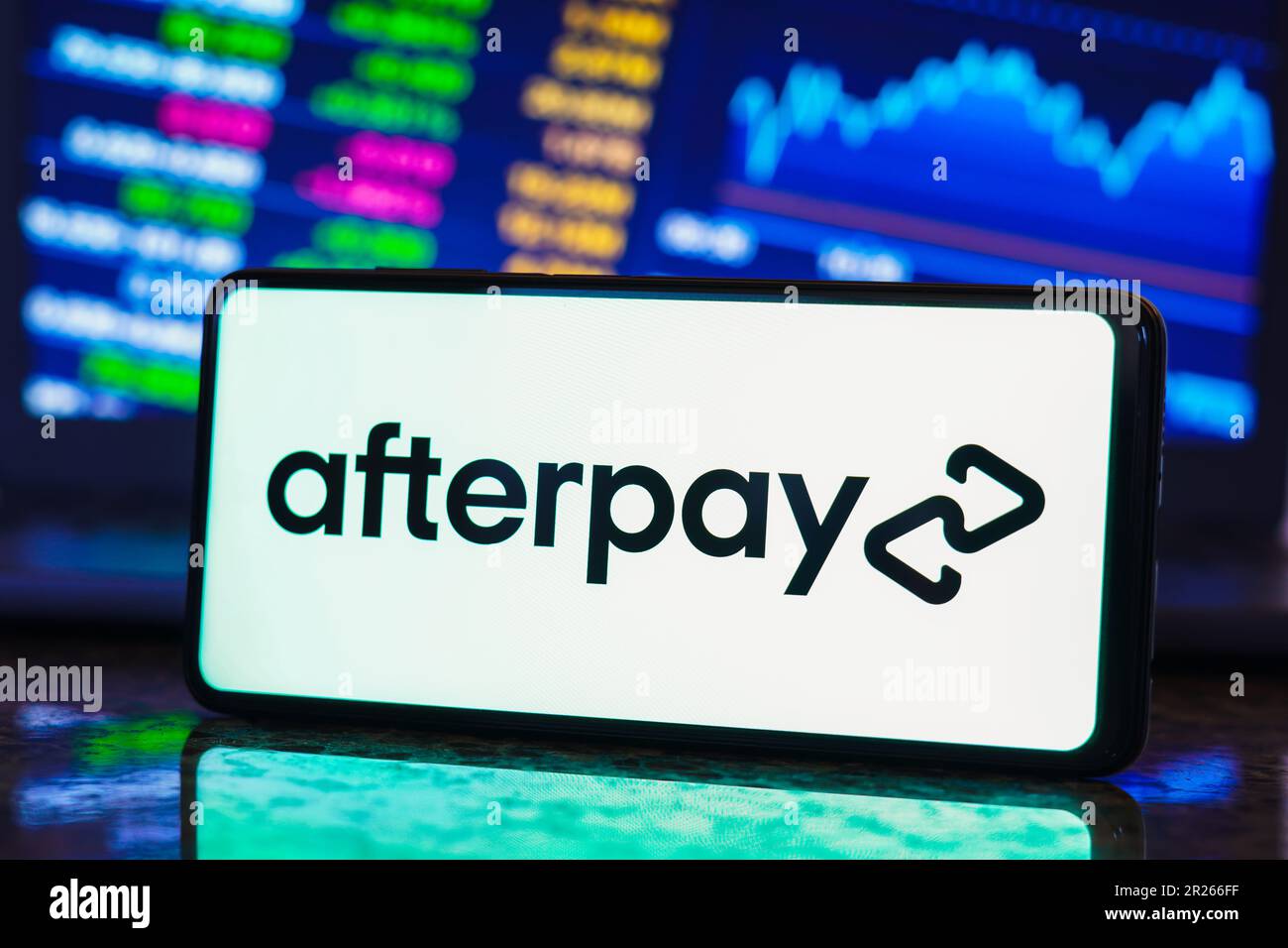 In this photo illustration, the Afterpay logo is displayed on a ...