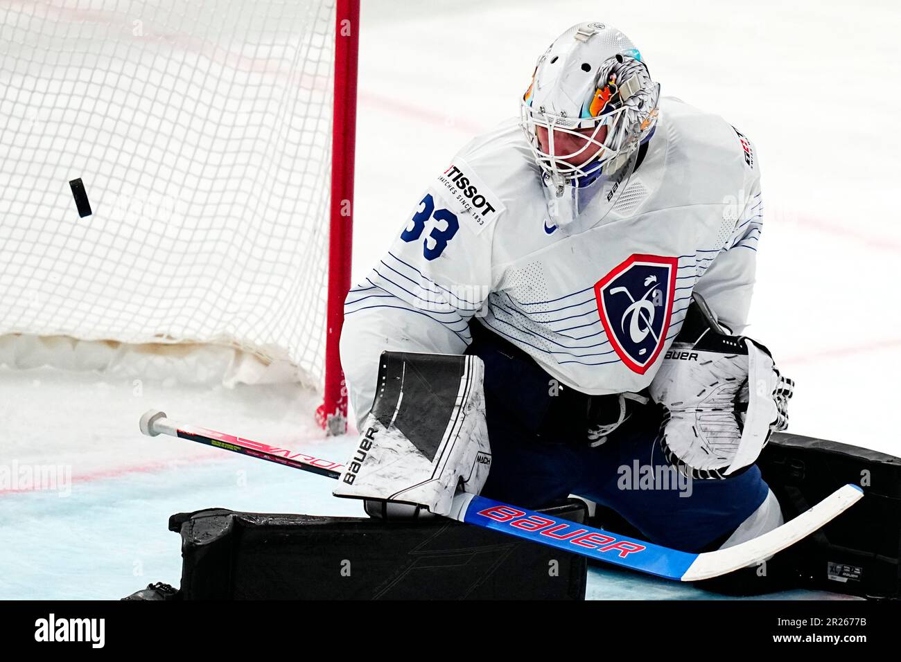 France's goalie Julian Junca misses Finland's side's third goal by ...