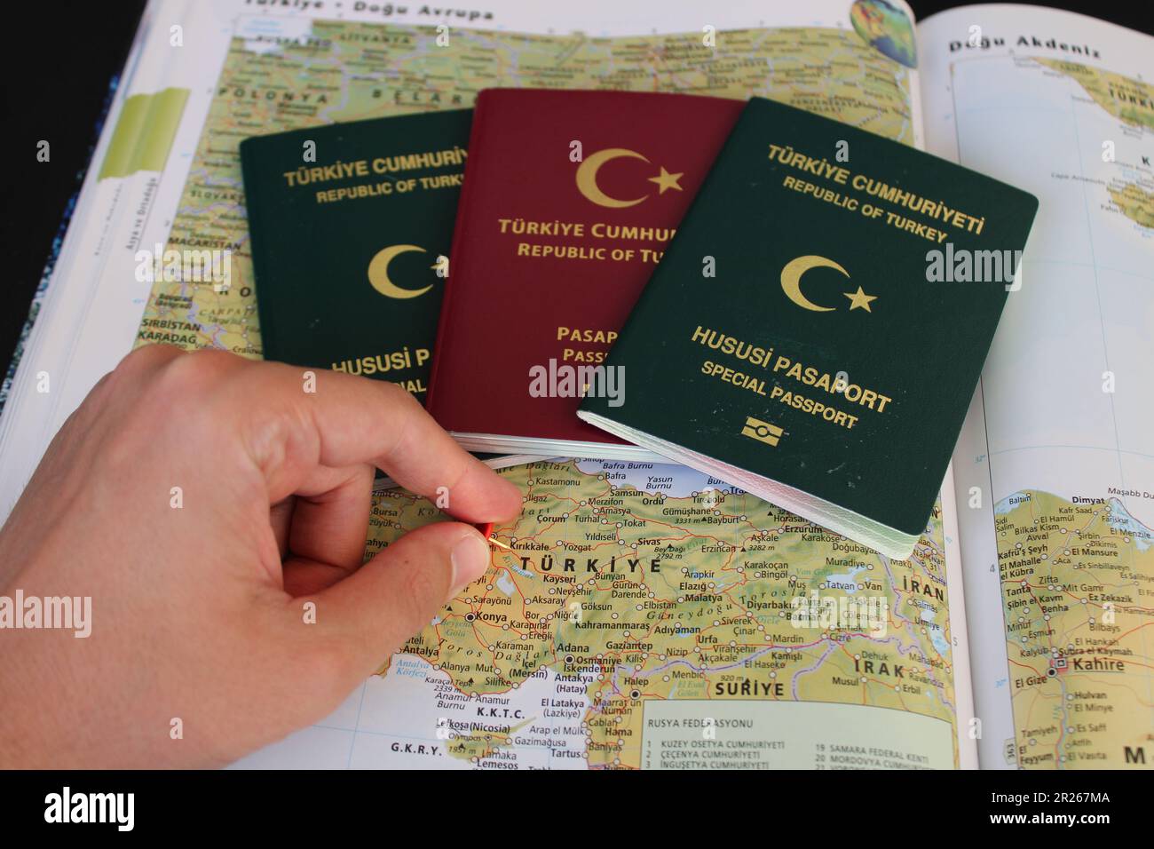 Turkish passports are on a map of Turkey Stock Photo - Alamy