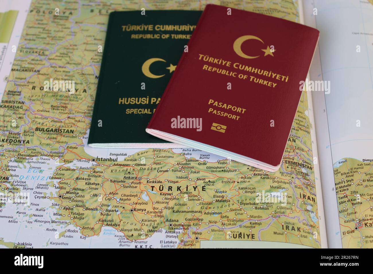 Turkish passports are on a map of Turkey Stock Photo - Alamy