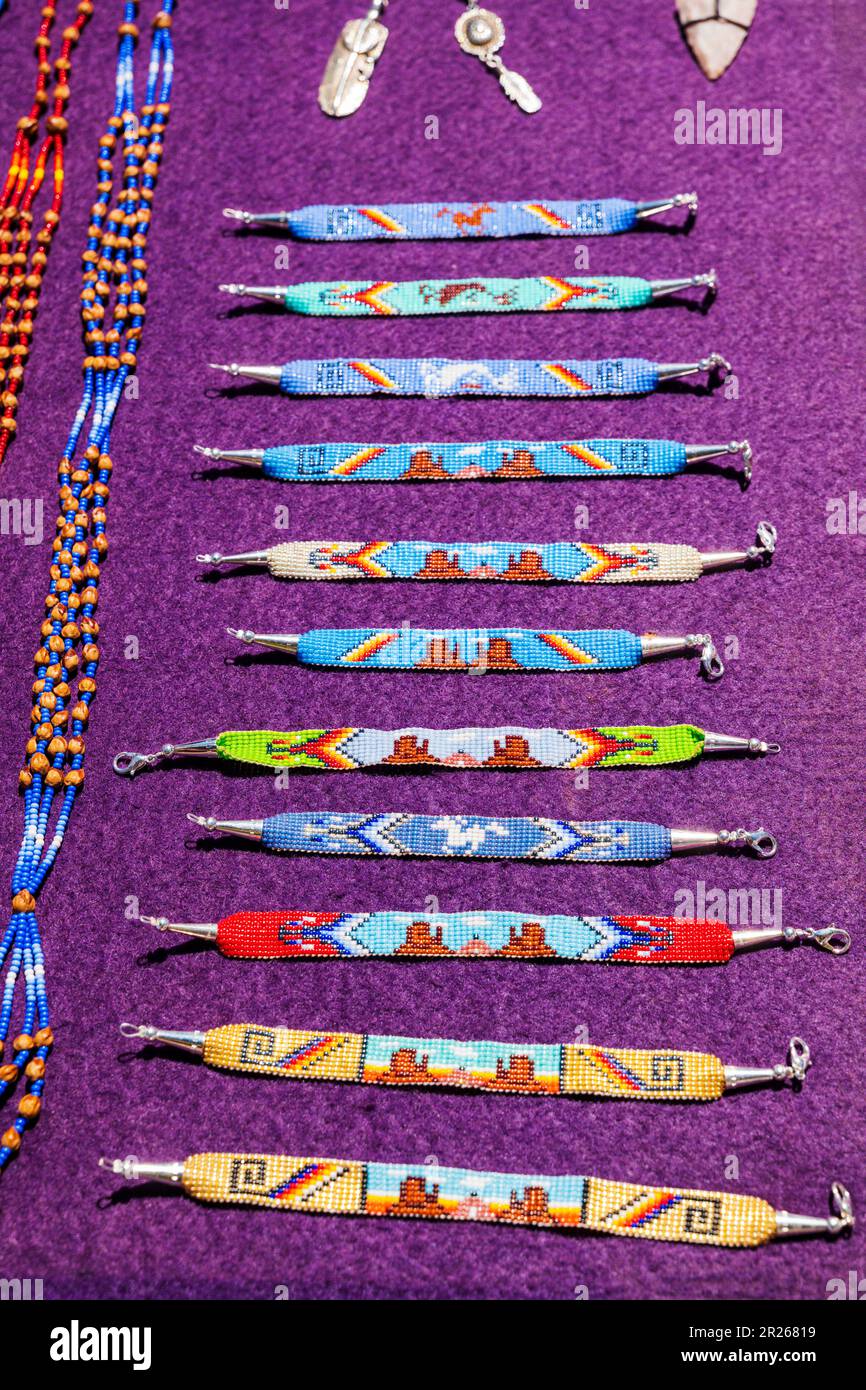 Traditional Navajo hand crafted beaded cowboy hat bands for sale; John ...