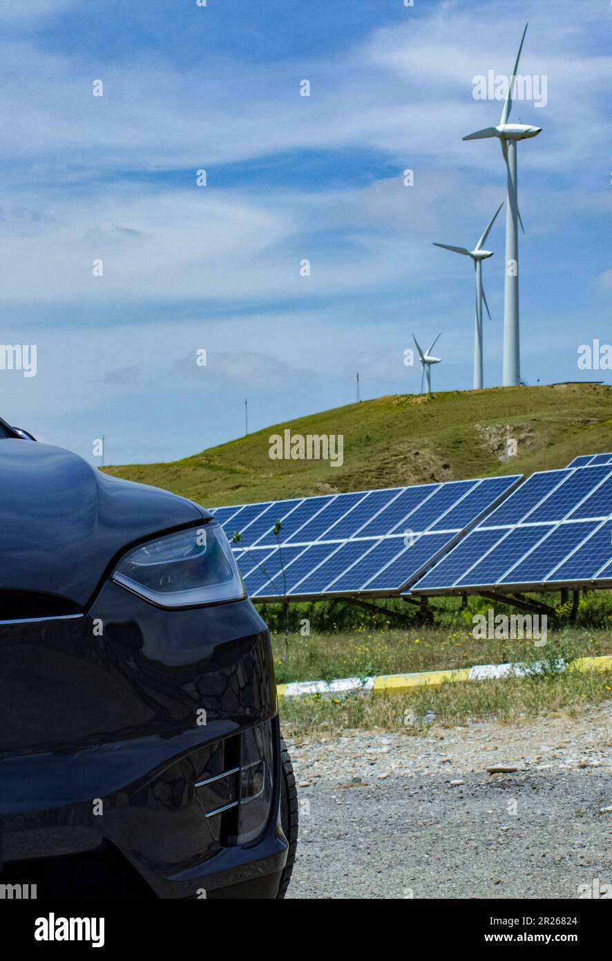 Electric car and renewable energy Stock Photo - Alamy