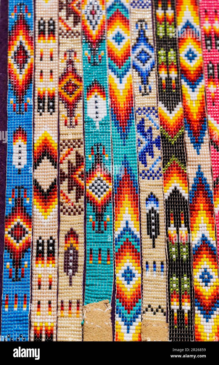 Traditional Navajo hand crafted beaded cowboy hat bands for sale; John ...