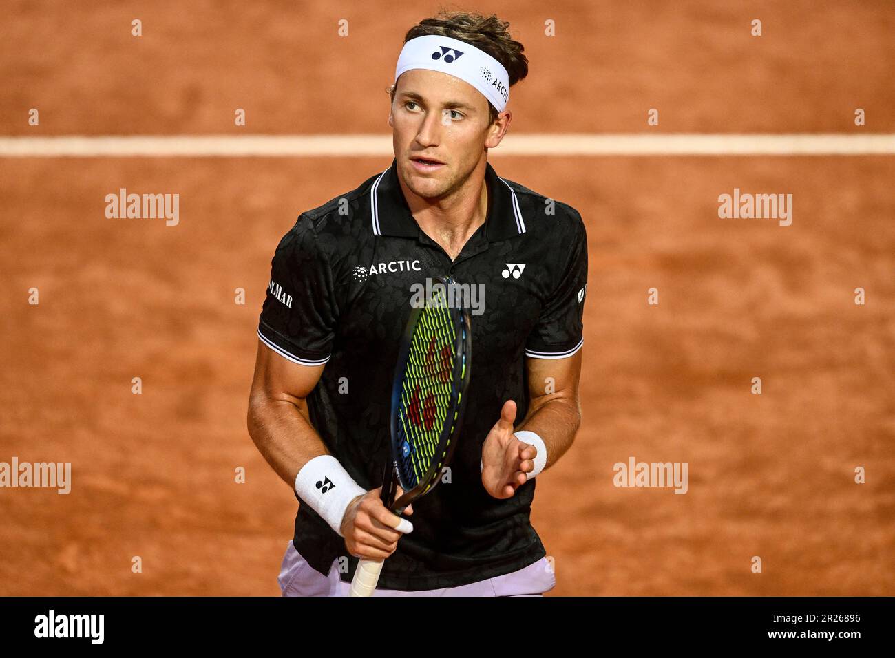 Rome, Italy. 17th May, 2023. Casper Ruud of Norway reacts during his ...