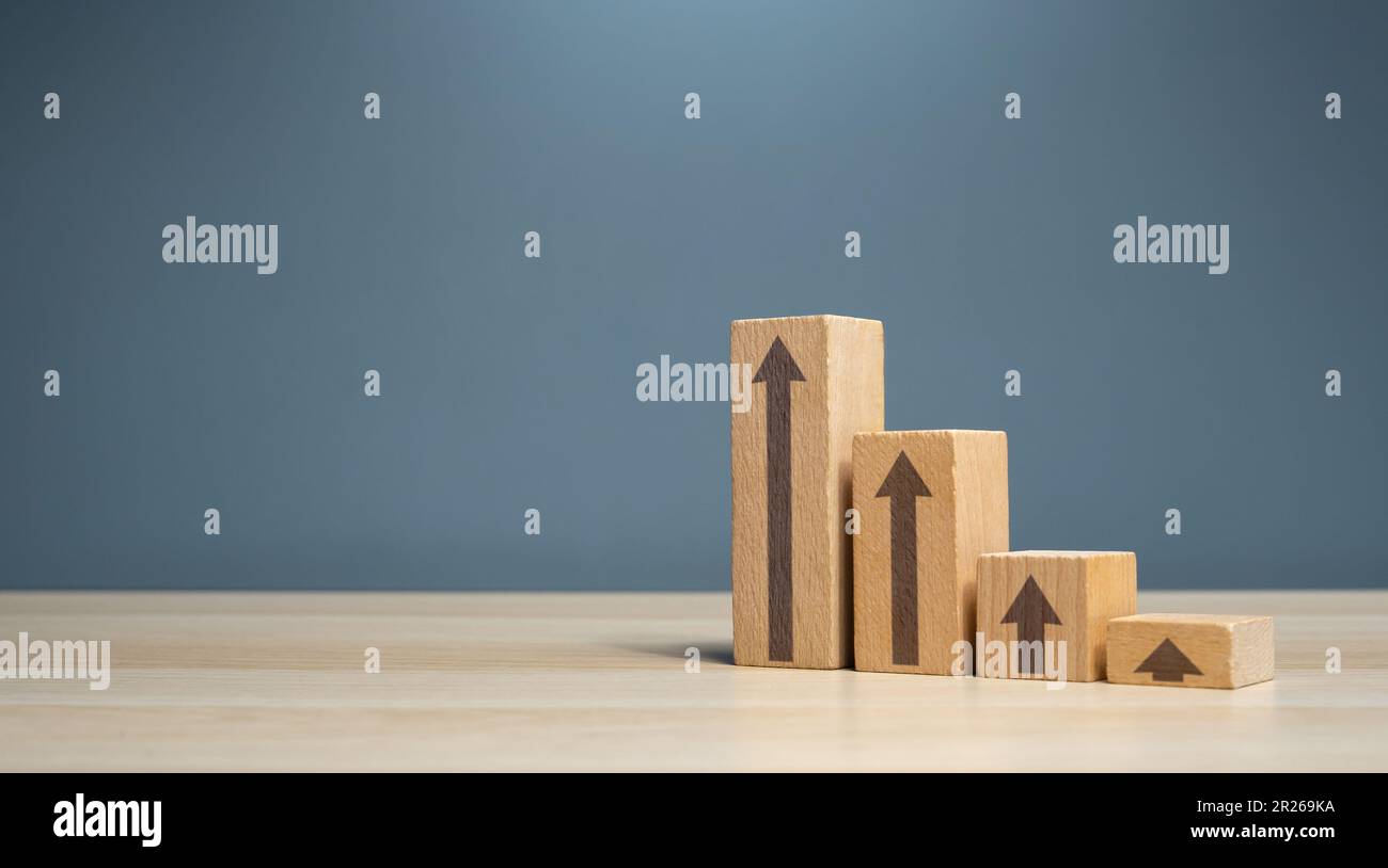 Upward trend. Reach new heights. Increasing chart. Raise and grow ...