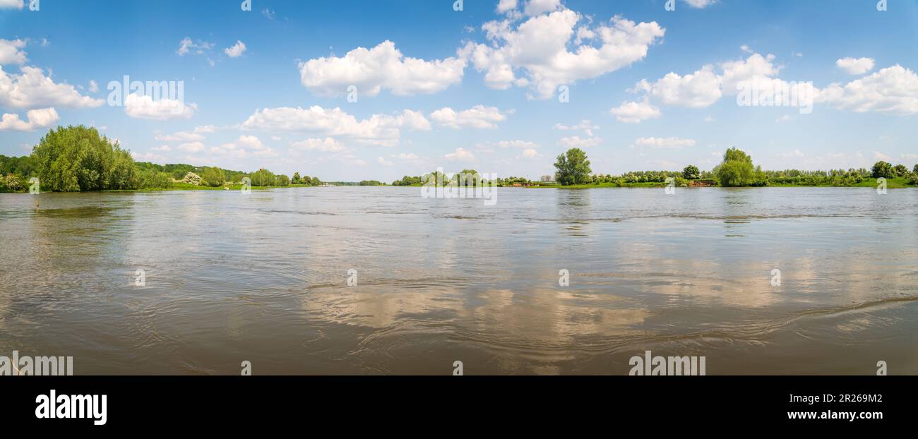 Panorama of Rhine river in the countryside of the Netherlands Stock ...