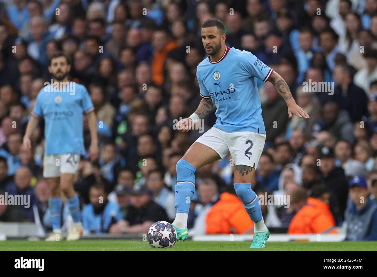 Kyle Walker #2 of Manchester City in action during the UEFA Champions ...